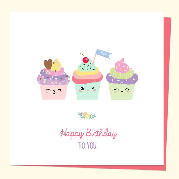 Kids Birthday Card - Happy Cupcakes - Fast Delivery at Dotty About Paper