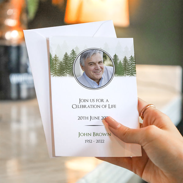 Funeral Celebration of Life Invitations - Forest Walk - Fast Delivery at Dotty About Paper