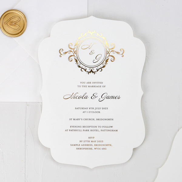 Elegant Monogram Foil Wedding Invitation - Fast Delivery at Dotty About Paper