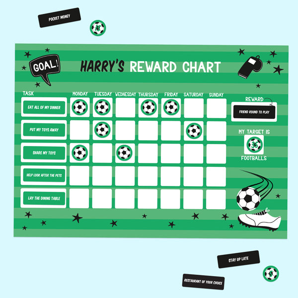 Football Crazy - Personalised Reward Chart & Reusable Stickers - Fast ...