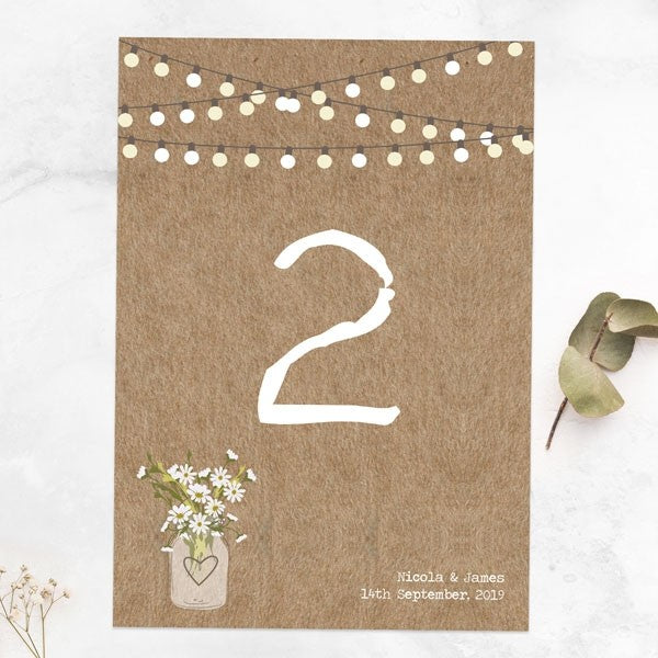 Rustic Mason Jar Flowers - Table Names / Numbers - Fast Delivery at ...
