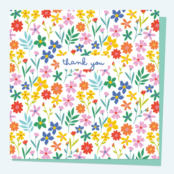 Thank You Card - Ditsy Summer Flowers - Fast Delivery at Dotty About Paper