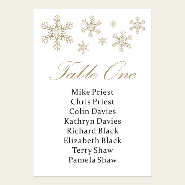 Falling Snowflakes - Table Planner Cards - Fast Delivery at Dotty About ...
