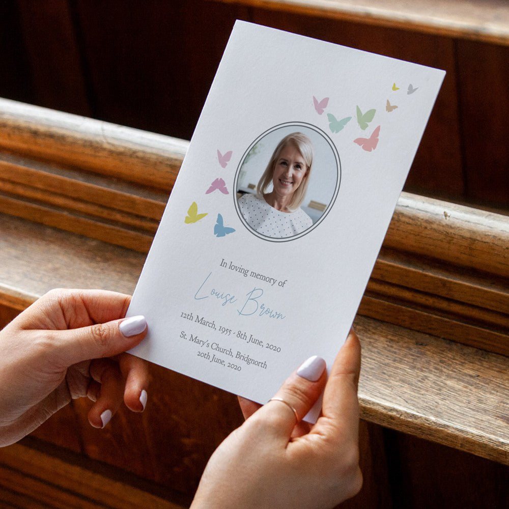 Funeral Order of Service Card - Flying Butterflies - Fast Delivery at ...
