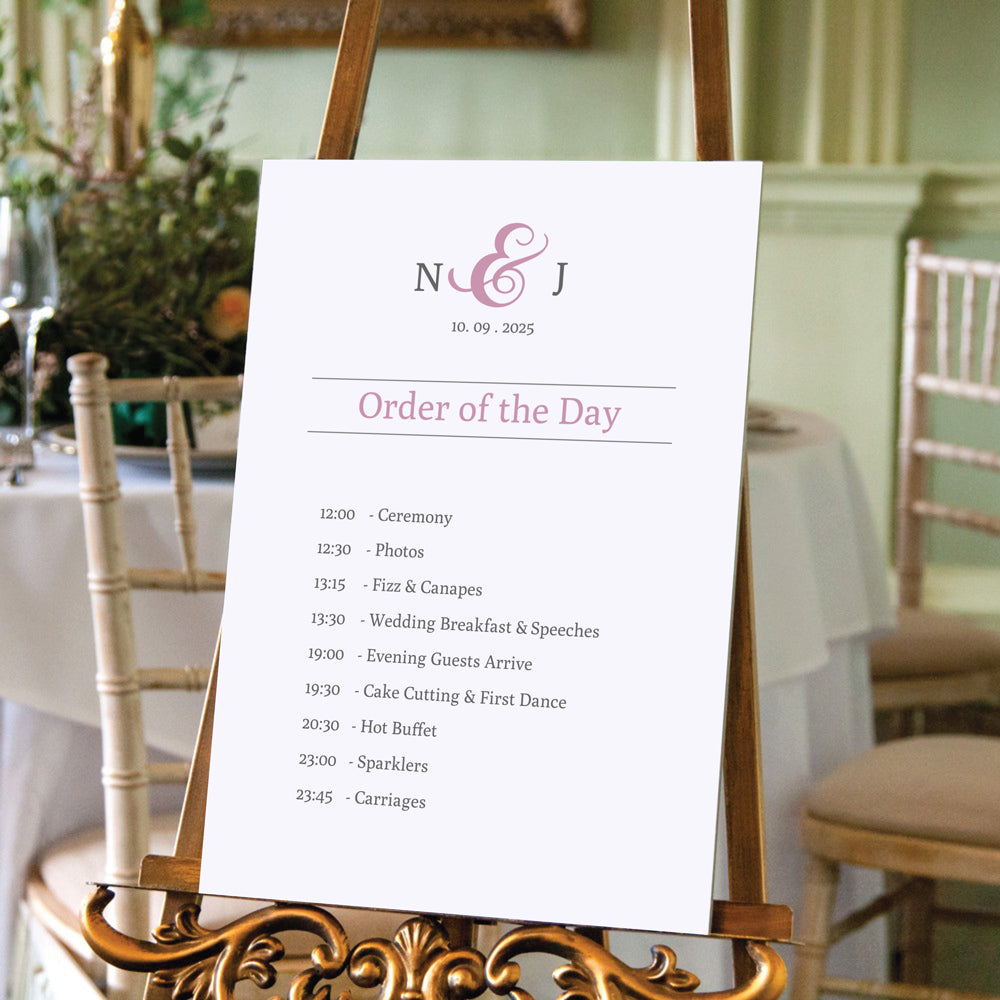 Formal Monogram - Order of the Day Wedding Sign - Fast Delivery at ...