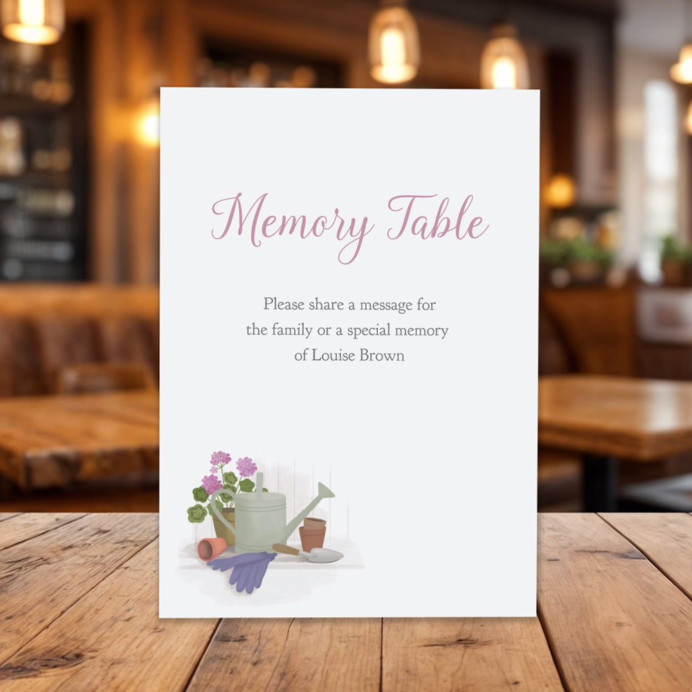 A4 Memory Table Sign with strut - Gardening Hydrangeas - Fast Delivery ...