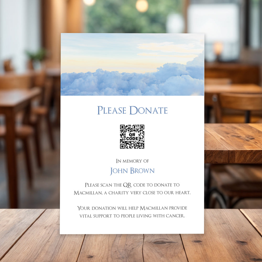 Funeral Donation Sign with strut - Heavenly Clouds - Fast Delivery at ...