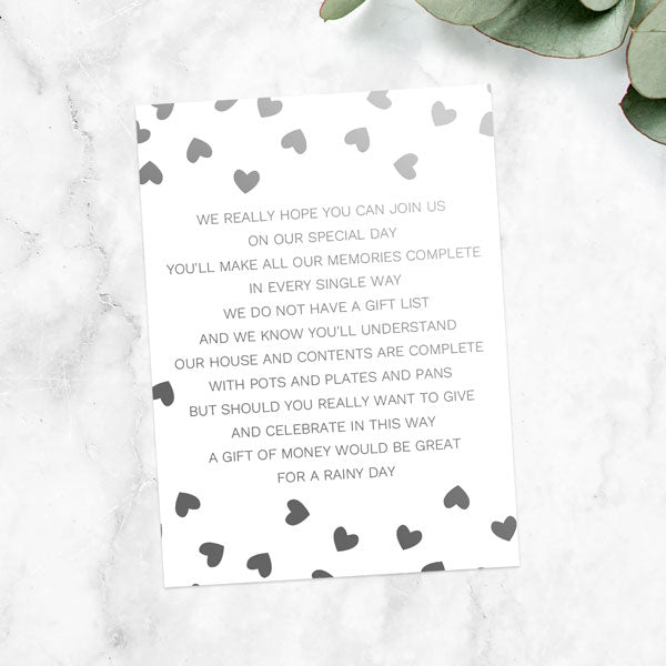 Metallic Hearts - Foil Gift Poem Cards - Fast Delivery at Dotty About Paper