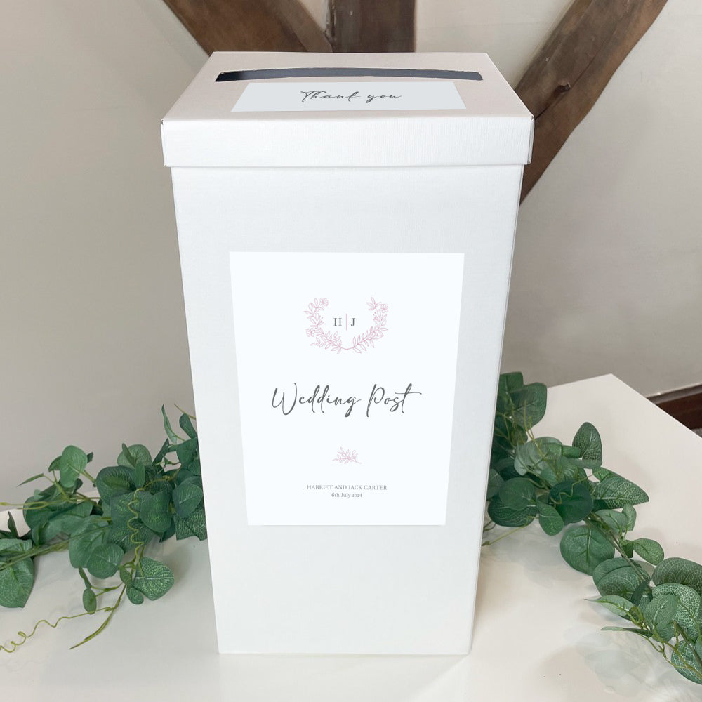 Monogram Floral Crest Personalised Wedding Post Box - Fast Delivery at ...