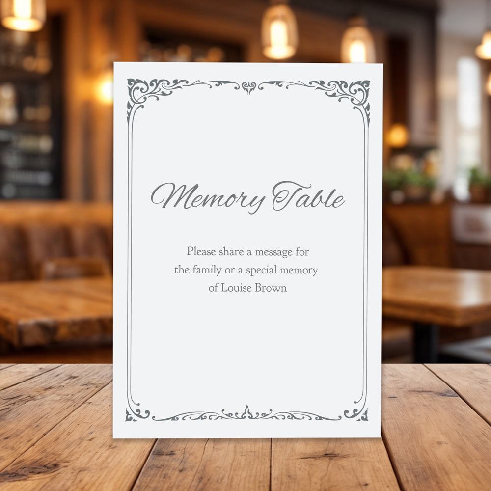 A4 Memory Table Sign with strut - Ornate Cross Border - Fast Delivery ...