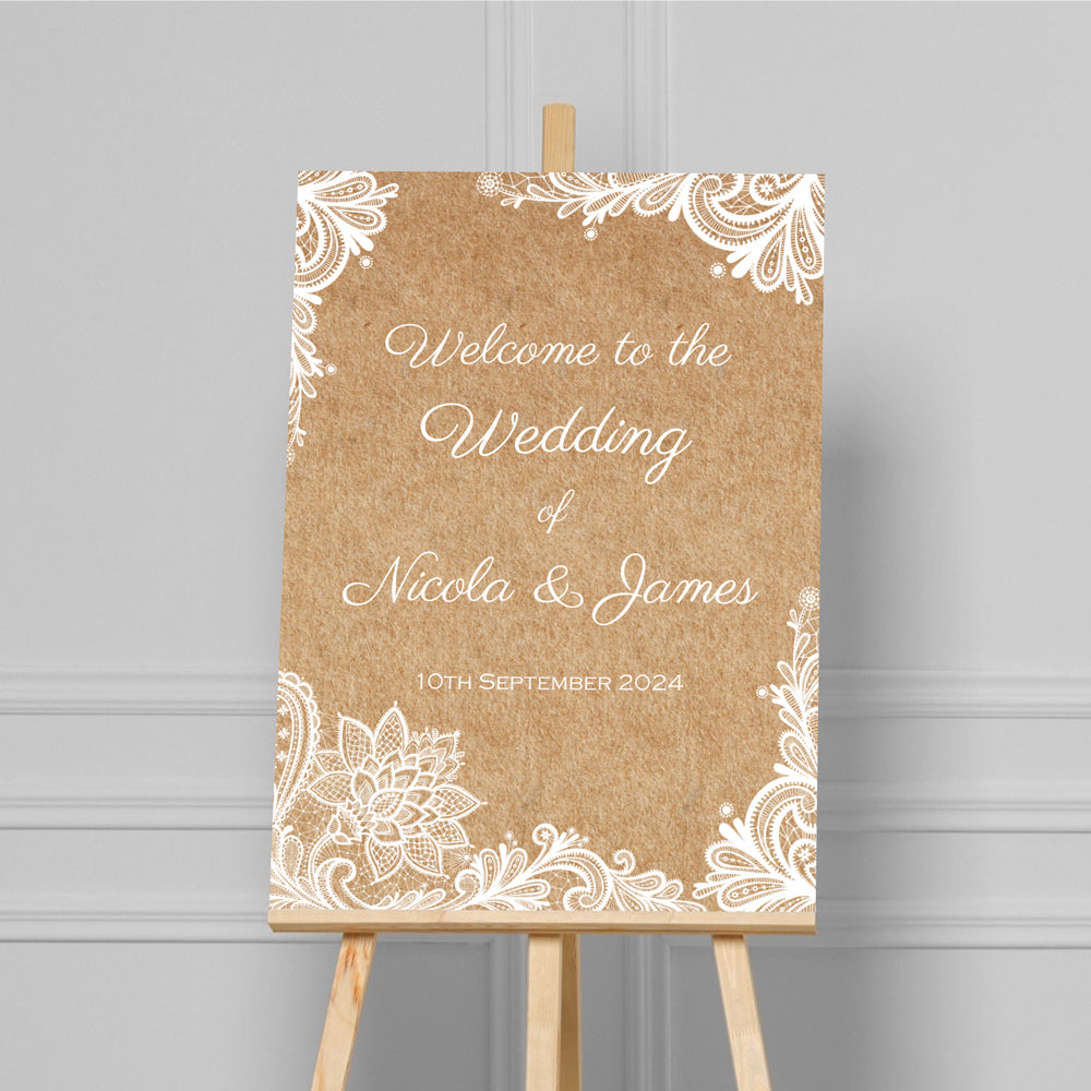 Rustic Wedding Lace - Wedding Sign Range - Fast Delivery at Dotty About ...