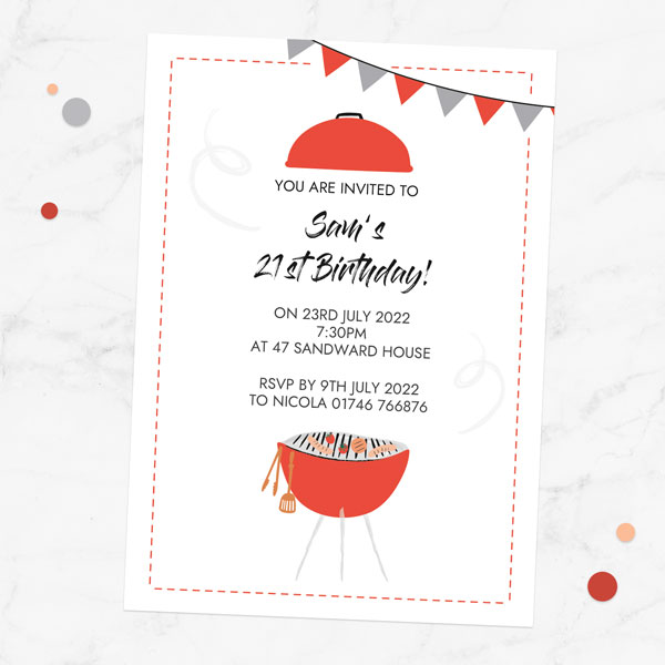 21st Birthday Invitations - Barbecue Time - Pack of 10 - Fast Delivery ...
