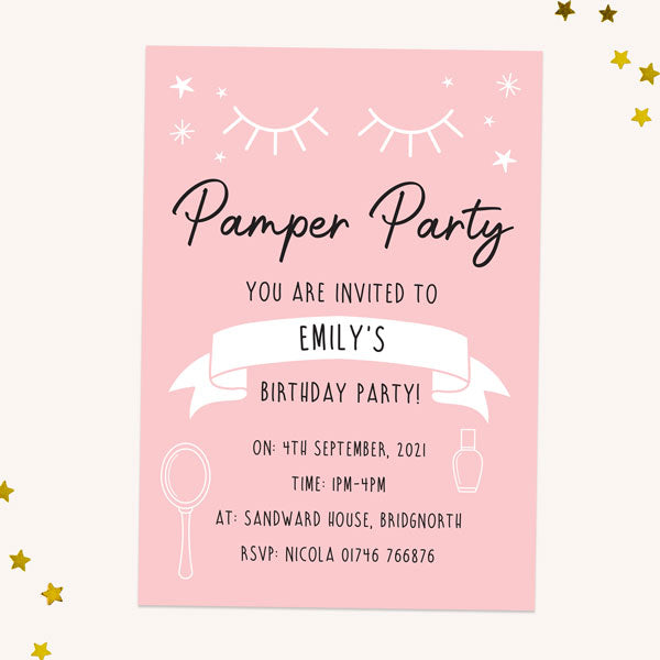 Kids Birthday Invitations - Beauty Pamper Party - Pack of 10 - Fast ...