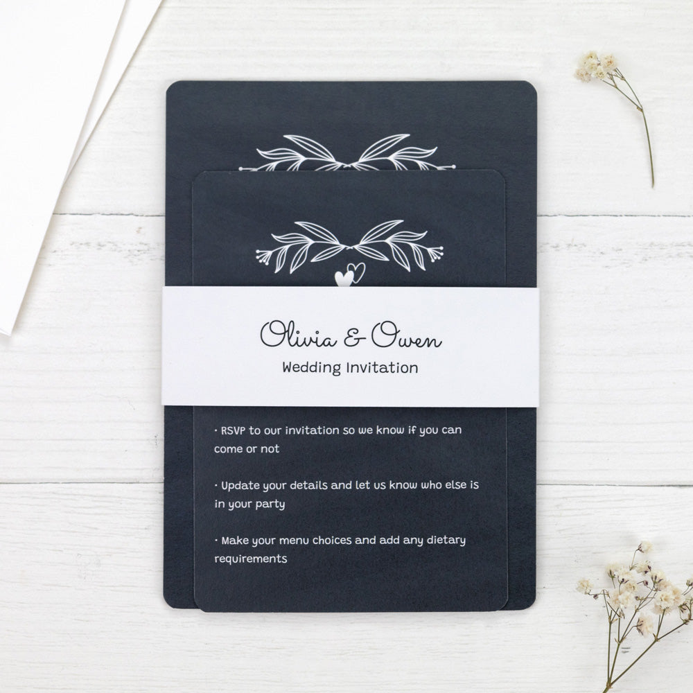 Chalkboard Hearts - Wedding Invitation & Information Card Suite - Fast ...