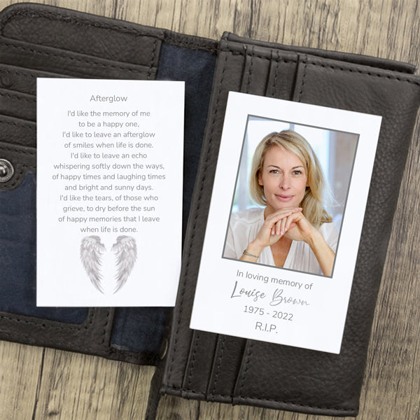 Foil Funeral Memorial Cards - Silver Angel Wings - Fast Delivery at ...