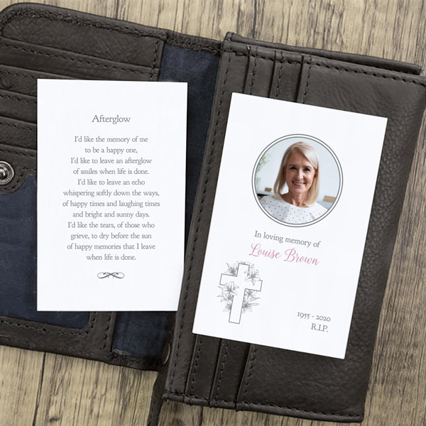 Funeral Memorial Cards - White Lilies Cross - Fast Delivery at Dotty ...