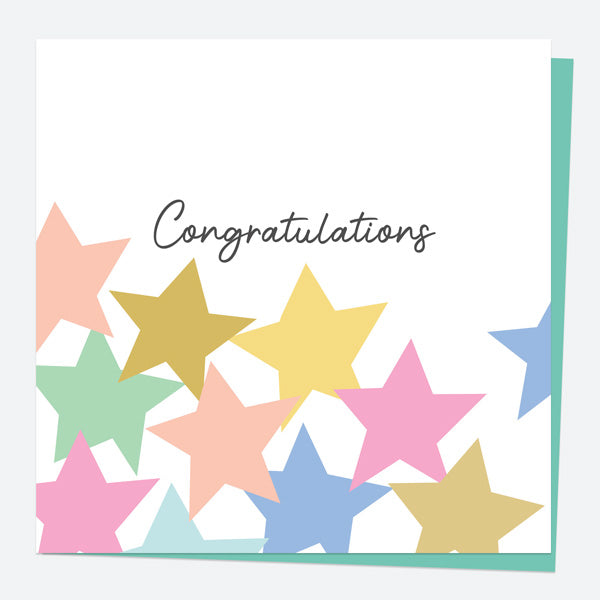 Congratulations Card - Pastel Stars - Fast Delivery at Dotty About Paper
