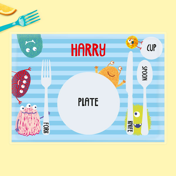 Personalised Kids Placemat - Cute Monsters - Fast Delivery at Dotty ...