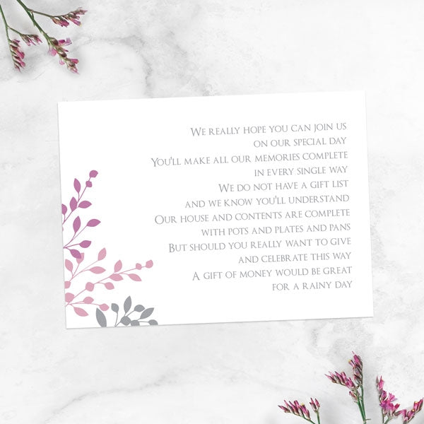 Delicate Leaf Border Gift Poem Card - Fast Delivery at Dotty About Paper