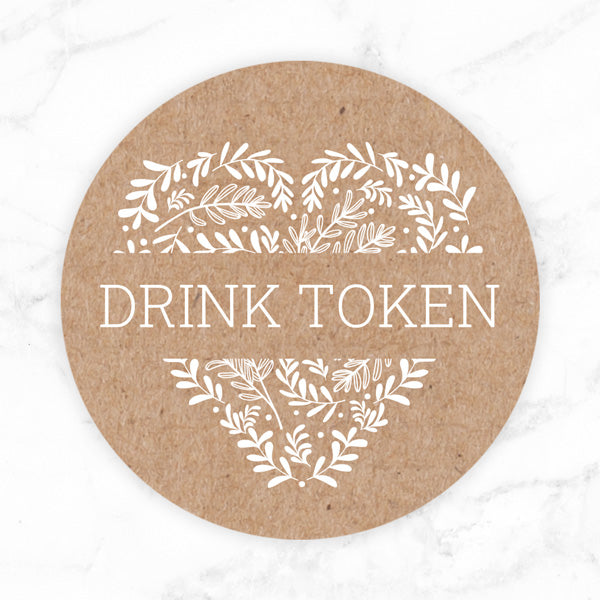 Rustic Heart - Drink Tokens - Pack of 30 - Fast Delivery at Dotty About ...
