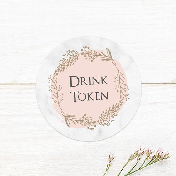 Elegant Marble Blush - Drink Tokens - Pack of 30 - Fast Delivery at ...