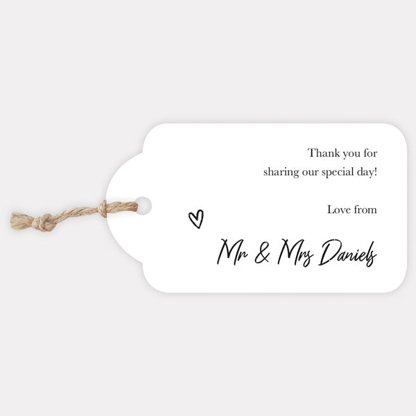Calligraphy Heart Names - Favour Tag - Fast Delivery at Dotty About Paper