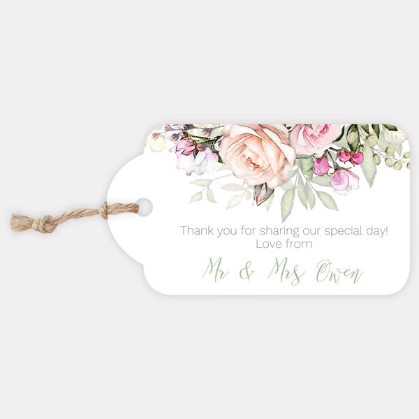 Pink Country Flowers - Favour Tag - Fast Delivery at Dotty About Paper