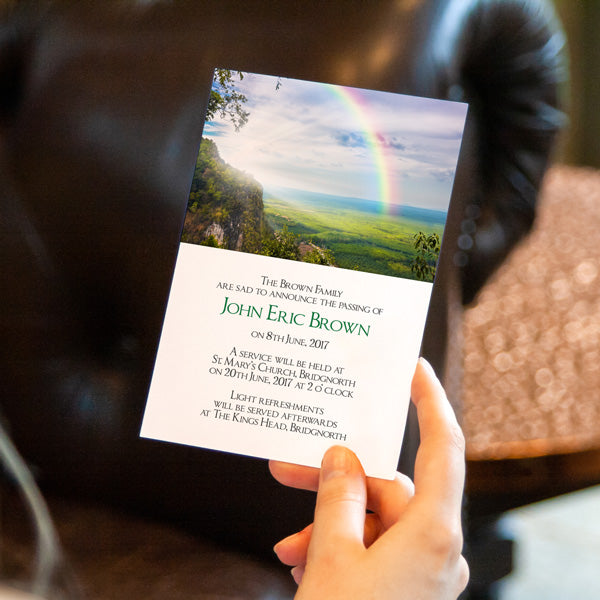 Funeral Invitations - Rainbow View - Fast Delivery at Dotty About Paper