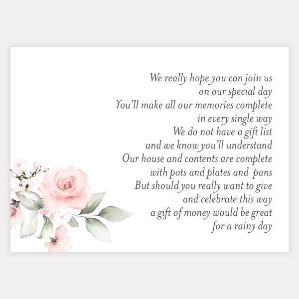 Blush Pink Flowers Gift Poem Card - Fast Delivery at Dotty About Paper