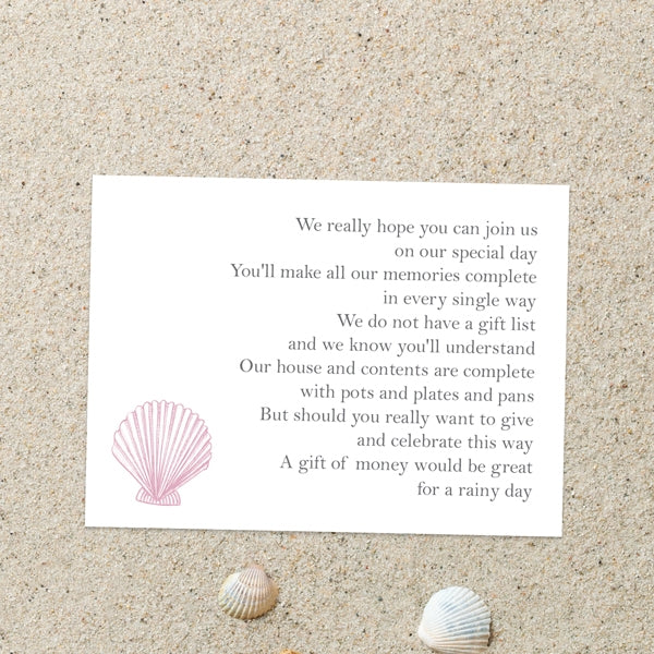 Pretty Seashells Gift Poem Card - Fast Delivery at Dotty About Paper