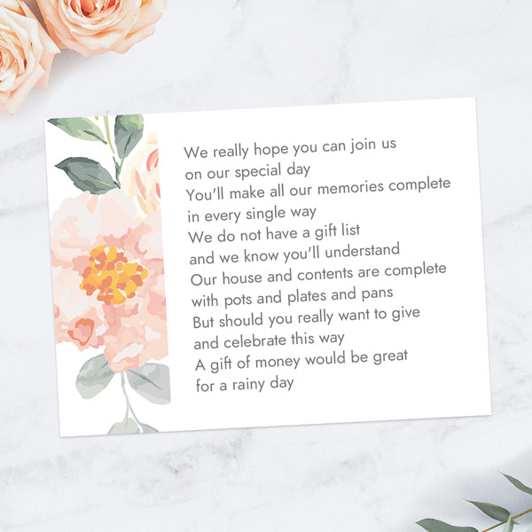 Coral Watercolour Flowers - Gift Poem Cards - Fast Delivery at Dotty ...