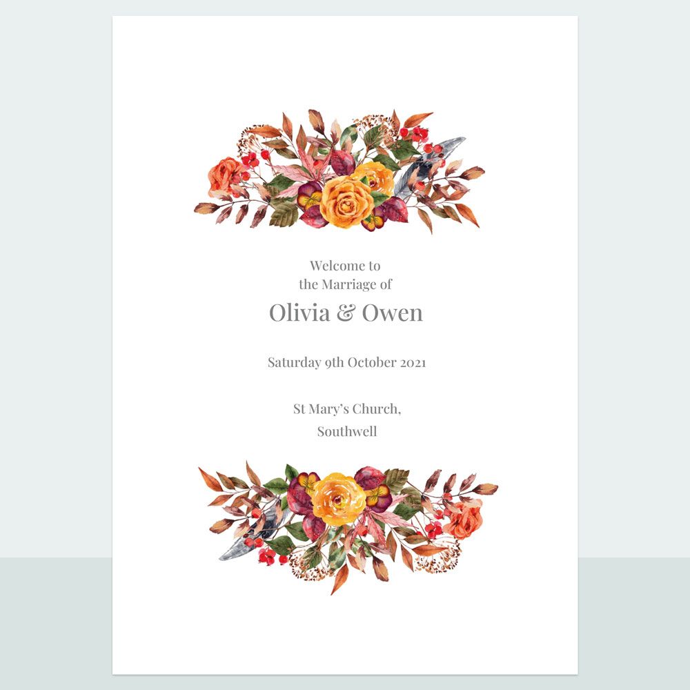 Autumn Bouquet - Order Of Service - Fast Delivery at Dotty About Paper