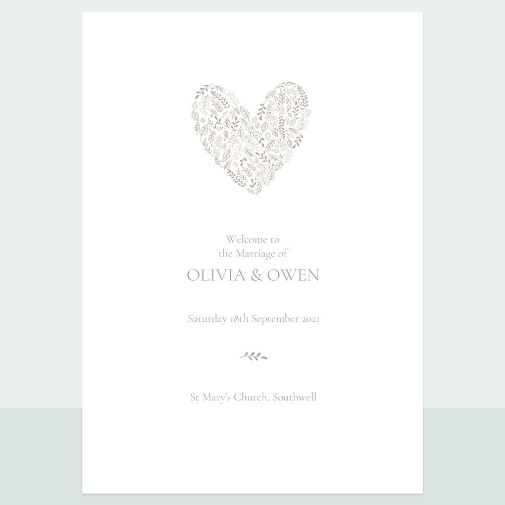 Leaf Heart - Order Of Service - Fast Delivery at Dotty About Paper