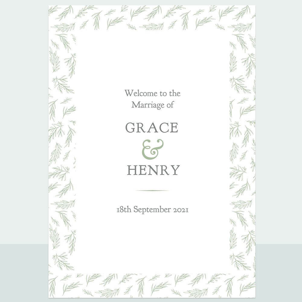 Dainty Leaf Border - Wedding Sign - Fast Delivery at Dotty About Paper