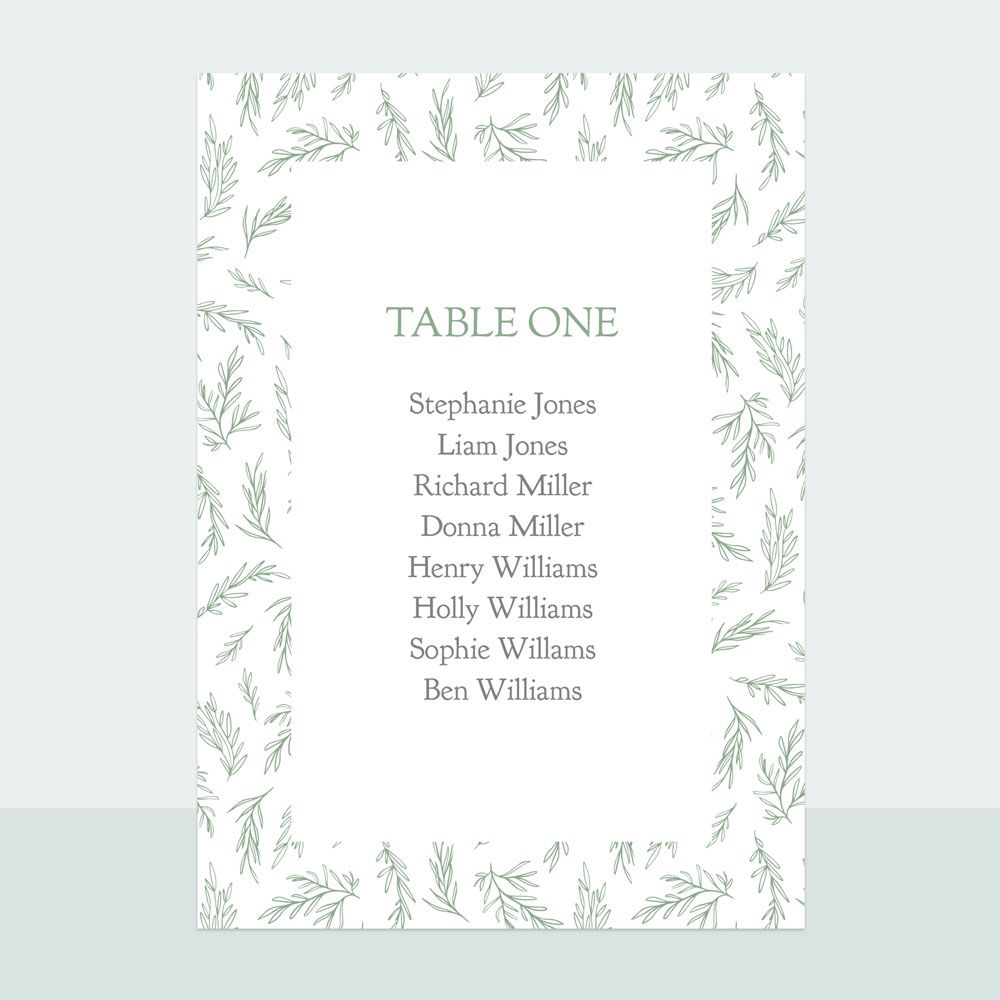 Dainty Leaf Border - Table Planner Cards - Fast Delivery at Dotty About ...