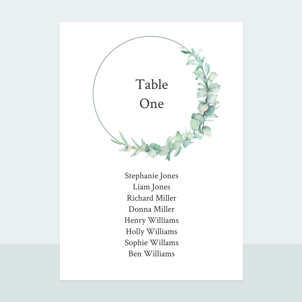 Greenery Garland - Table Planner Cards - Fast Delivery at Dotty About Paper