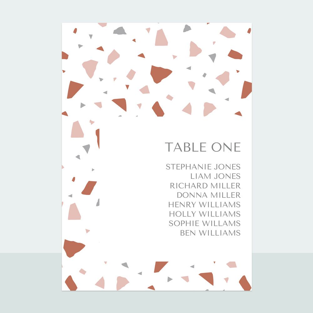 Terrazzo - Table Planner Cards - Fast Delivery at Dotty About Paper