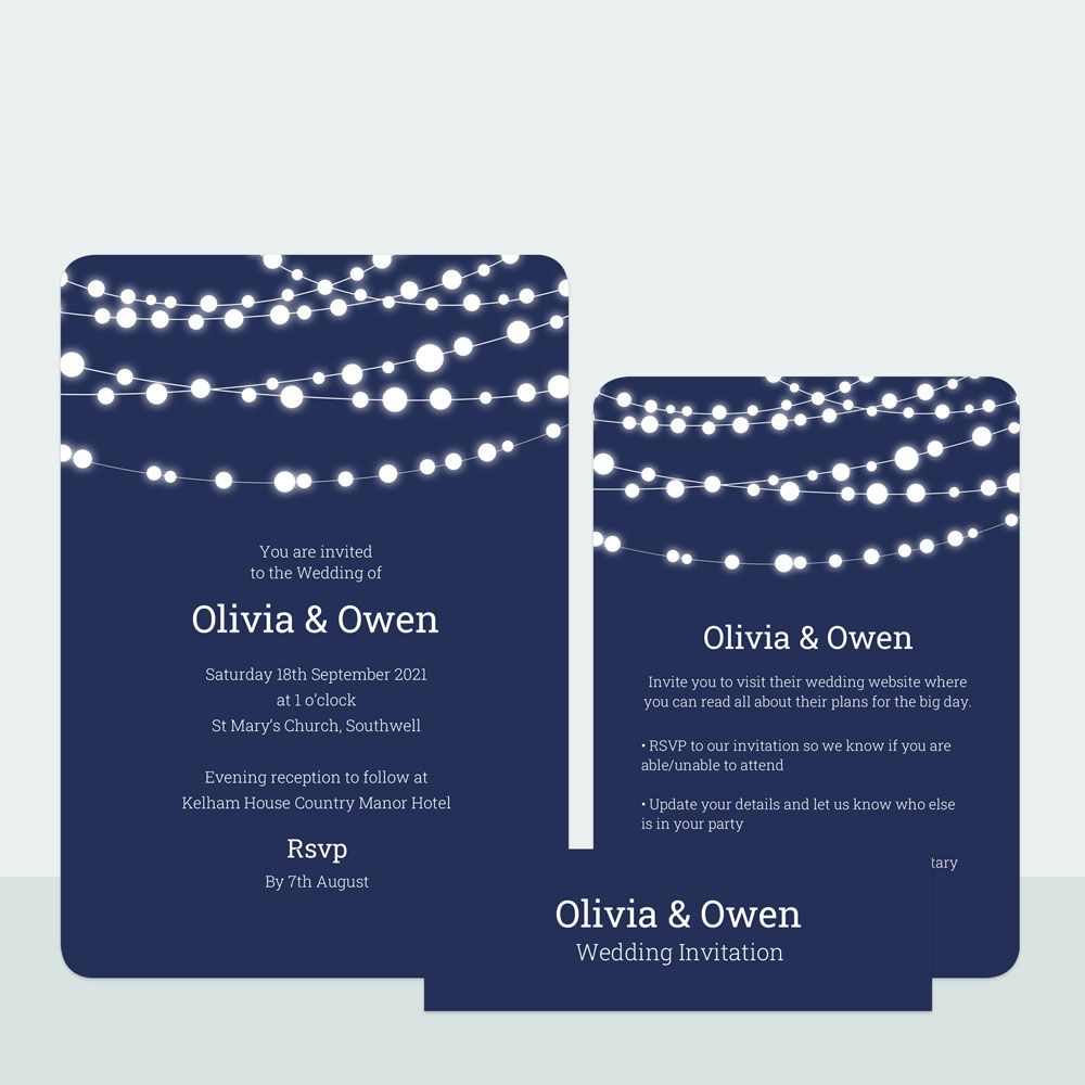 Fairy Lights - Wedding Invitation & Information Card Suite - Fast ...