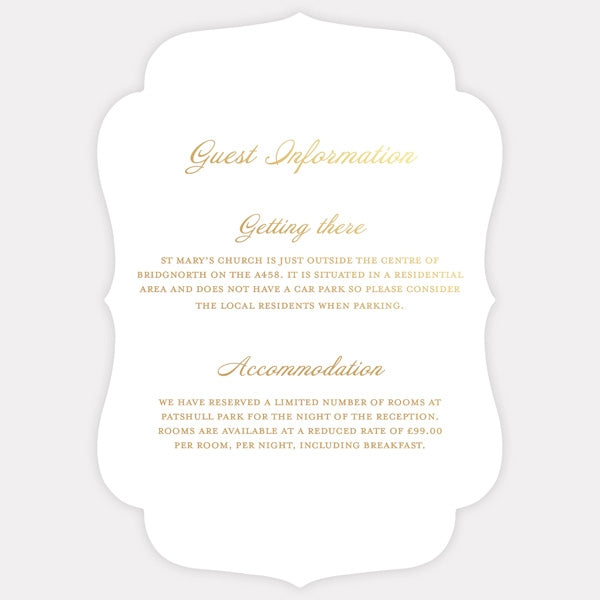Elegant Monogram - Foil Guest Information Card - Fast Delivery at Dotty ...