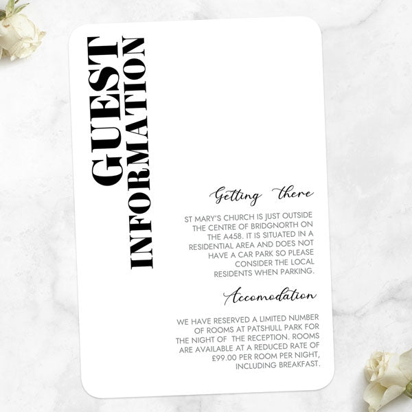Minimalist Typography - Guest Information Card - Fast Delivery at Dotty ...