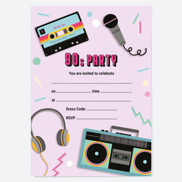 Birthday Invitations - 1990's Ghetto Blaster - Pack of 10 - Fast ...