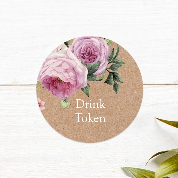 Kraft Vintage Flowers - Drink Tokens - Pack of 30 - Fast Delivery at ...