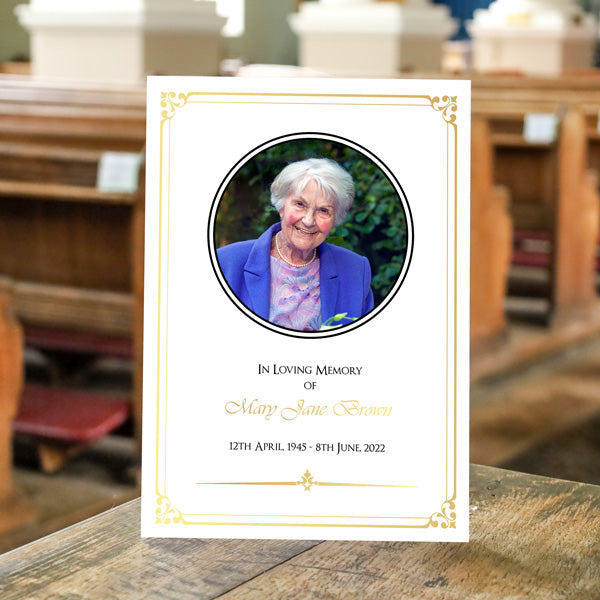 Foil Funeral Memorial Sign - Gold Elegant Frame - Fast Delivery at ...