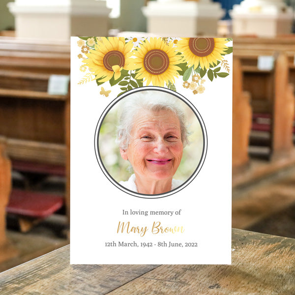 Foil Funeral Memorial Sign - Sunflowers - Fast Delivery at Dotty About ...
