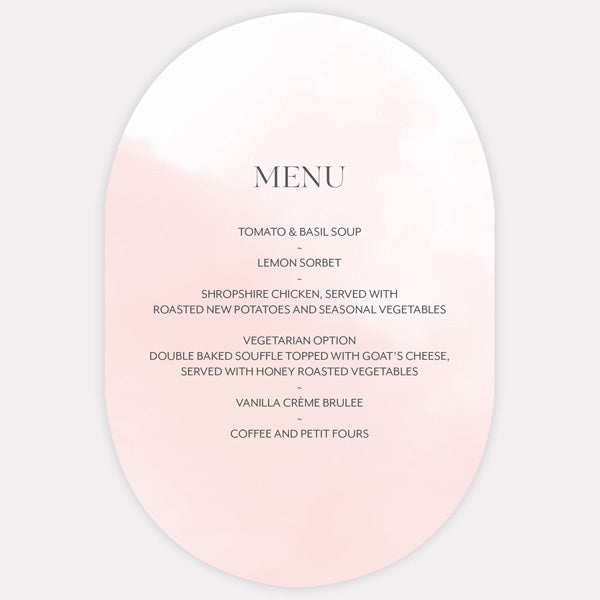 Delicate Inkwash Iridescent Wedding Menu - Fast Delivery at Dotty About ...