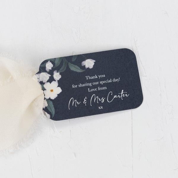 Navy Country Flowers - Favour Tag - Fast Delivery at Dotty About Paper