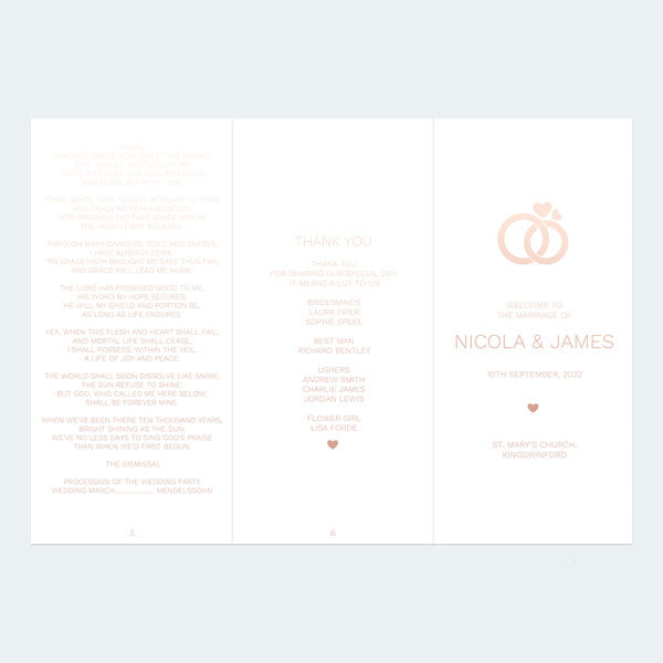 Entwined Rings Foil Order Of Service Concertina - Fast Delivery at ...