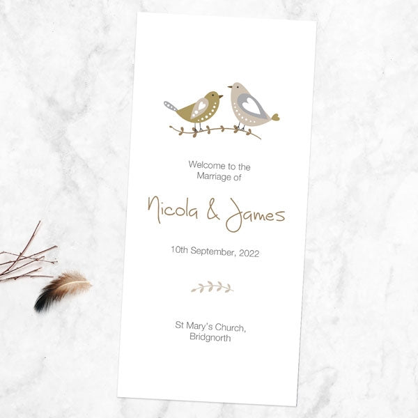 Rustic Woodland Birds Order Of Service Concertina - Fast Delivery at ...