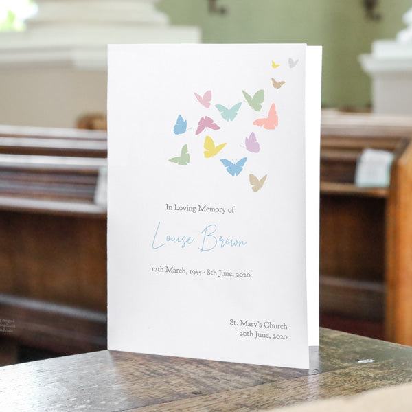 Funeral Order of Service Booklet - Flying Butterflies - Fast Delivery ...