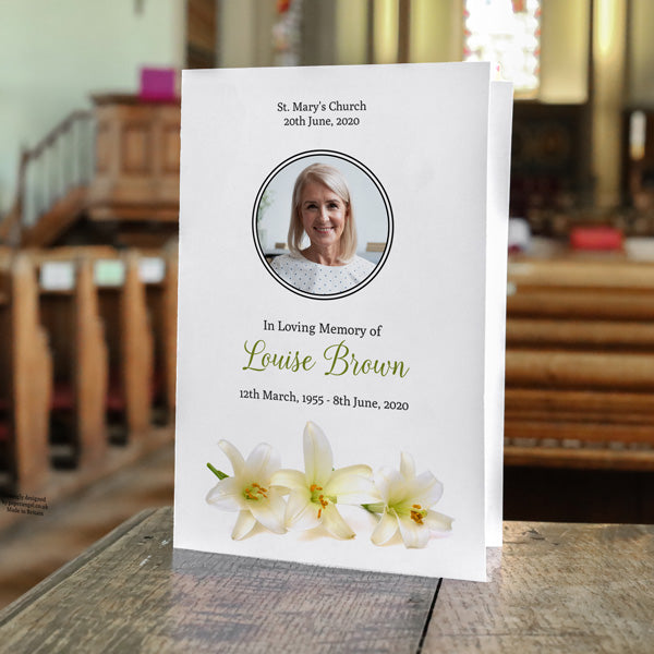 Funeral Order of Service Booklet - Three Lilies - Fast Delivery at ...